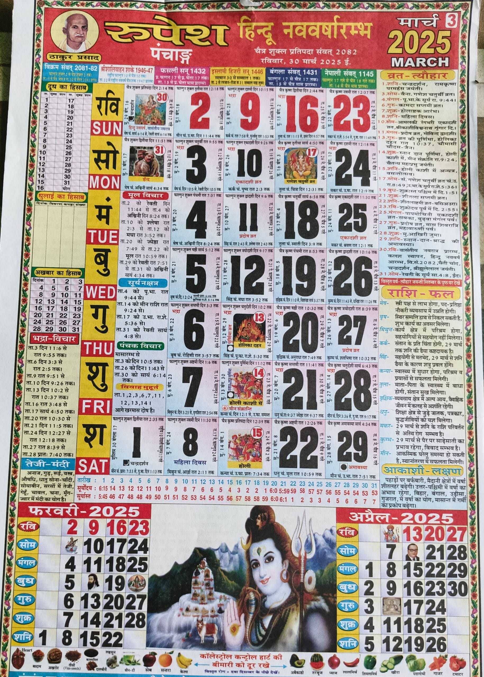 Thakur Prasad Calendar 2025 March: ठाकुर प्रसाद कैलेंडर 2025 मार्च